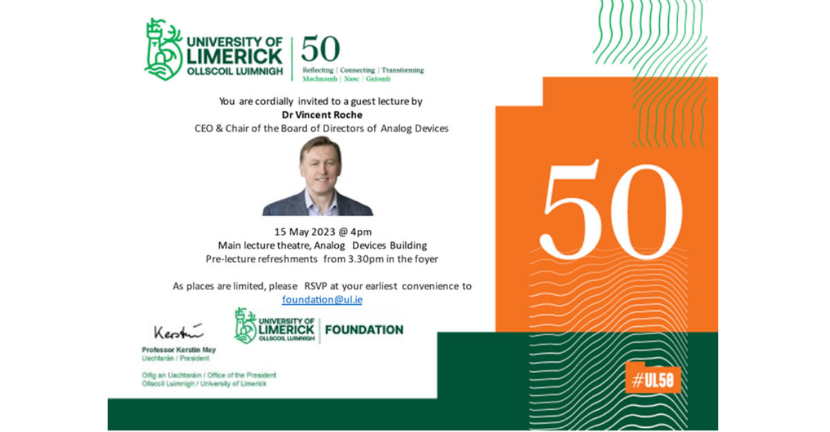 Guest Lecture by Dr Vincent Roche 15th May 2023 | Shannon Chamber